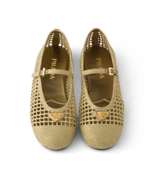 Prada Crochet Ballerinas - Neutral