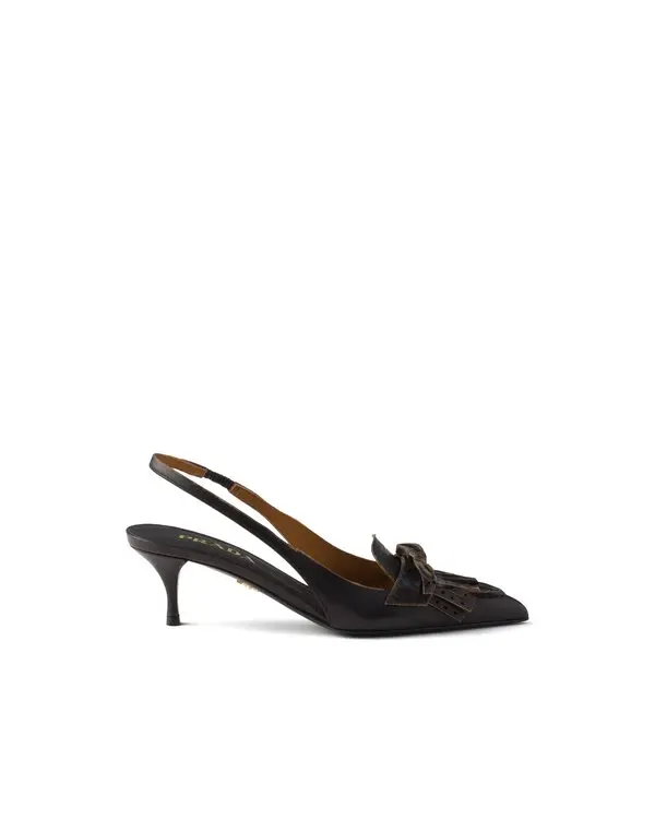 Prada Leather Slingback Pumps - Black