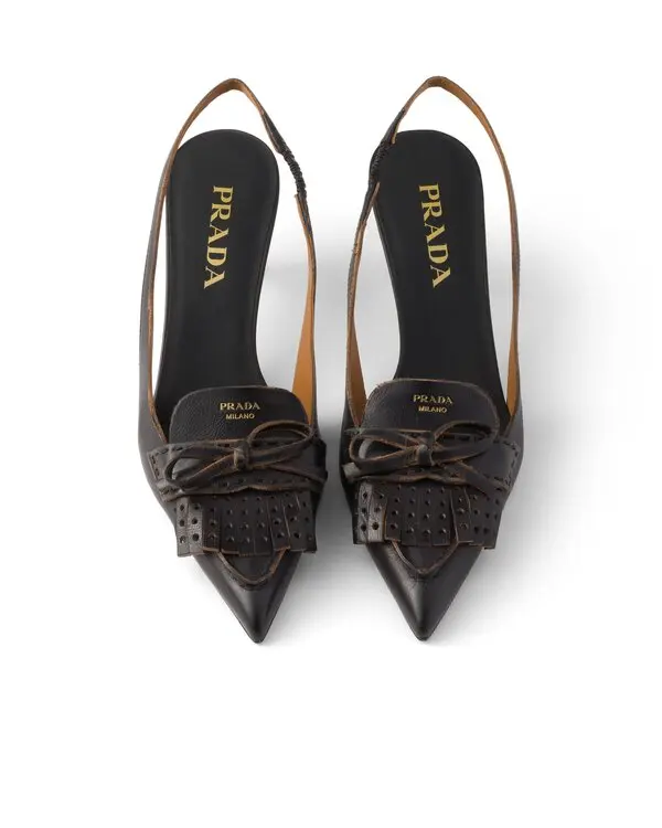 Prada Leather Slingback Pumps - Black