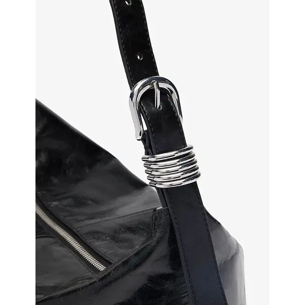 Whistles Ring-embellished Leather Shoulder Bag - Black