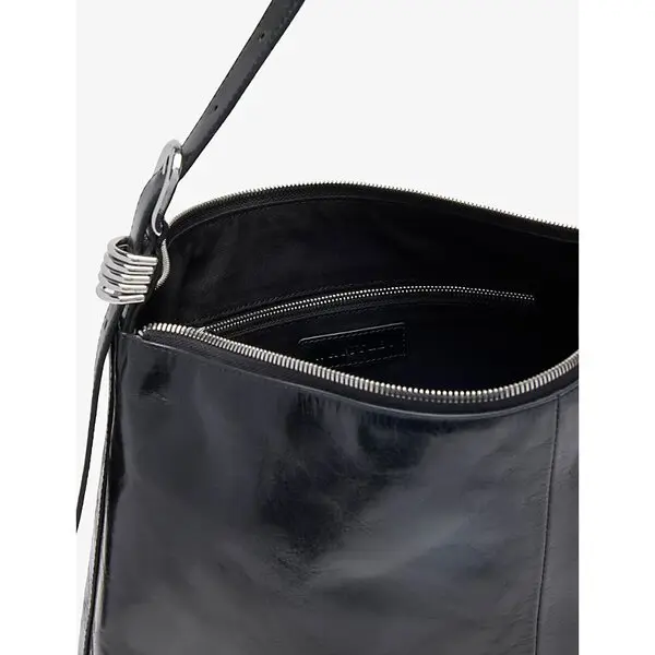 Whistles Ring-embellished Leather Shoulder Bag - Black