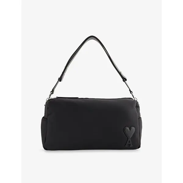 Ami Marcel Large Woven Shoulder Bag - Noir