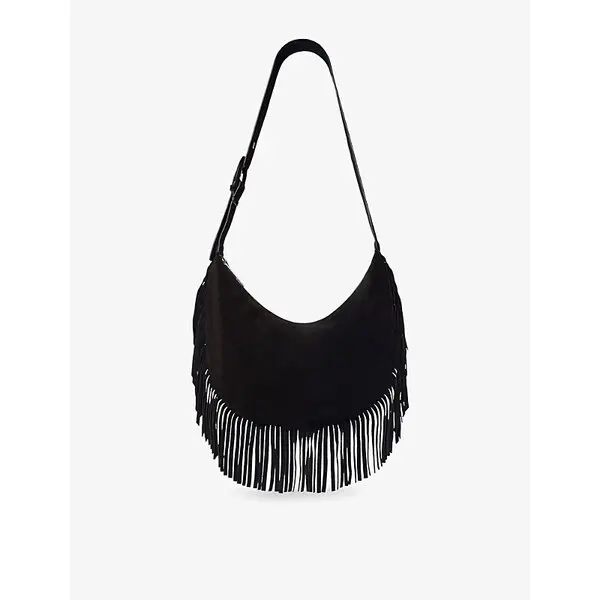 Whistles Sia Fringed Suede Cross-body Bag - Black