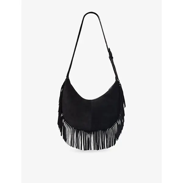 Whistles Sia Fringed Suede Cross-body Bag - Black