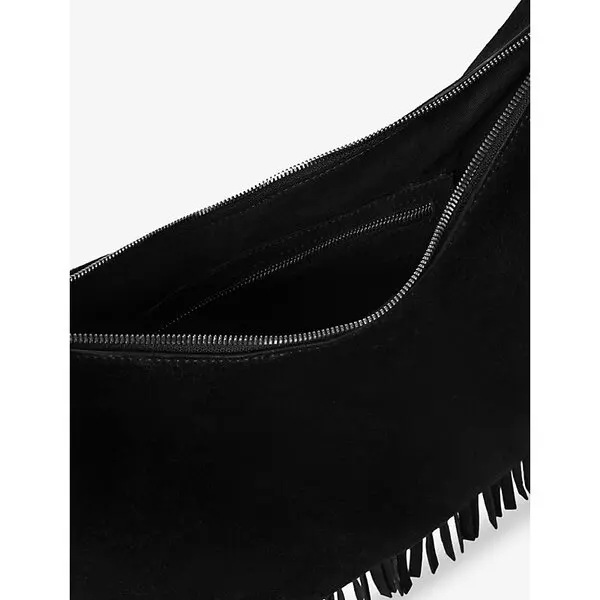Whistles Sia Fringed Suede Cross-body Bag - Black