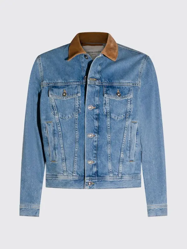 Jacob Cohen Denim Jacket With Suede Collar - Gnawed Blue