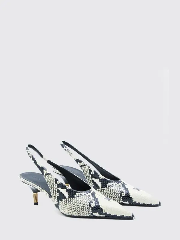 Khaite Python Print Leather Bella Slingback Stiletto Heel Shoes - Beige