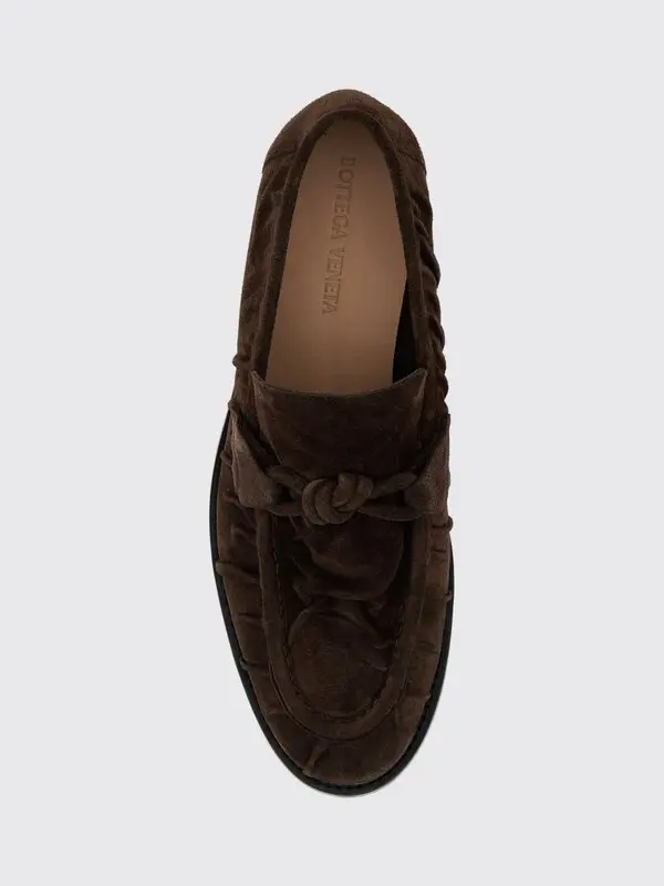 Bottega Veneta Astaire Ruched Suede Loafers - Cocoa