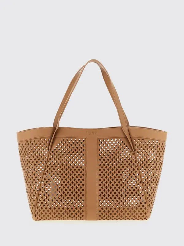TWINSET Perforated Faux Leather Tote Bag - Brown