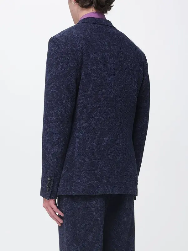 Etro Single-breasted Paisley Print Jersey Blazer - Blue