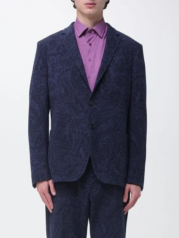 Etro Single-breasted Paisley Print Jersey Blazer - Blue