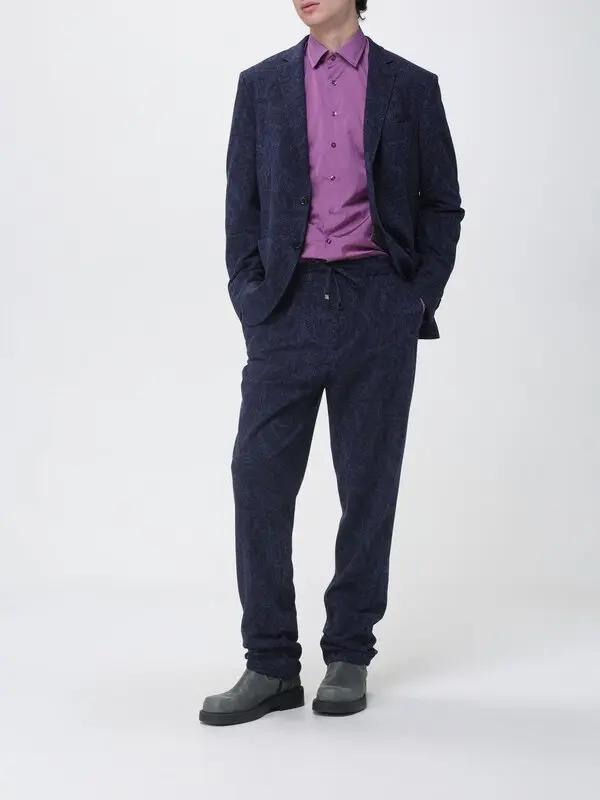 Etro Single-breasted Paisley Print Jersey Blazer - Blue