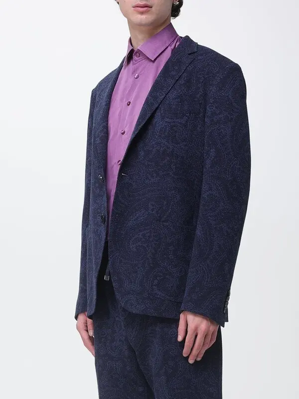 Etro Single-breasted Paisley Print Jersey Blazer - Blue