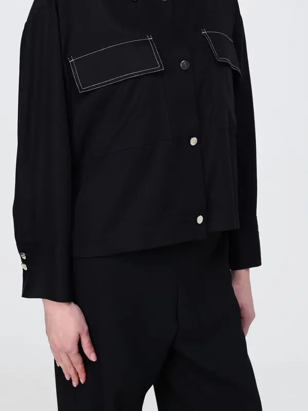 Liu Jo Button-up Shirt With Contrast Stitching - Black