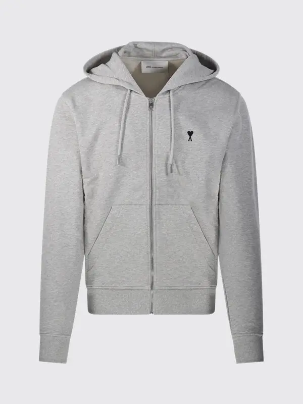 AMI Paris Zip-up Hoodie - Grey