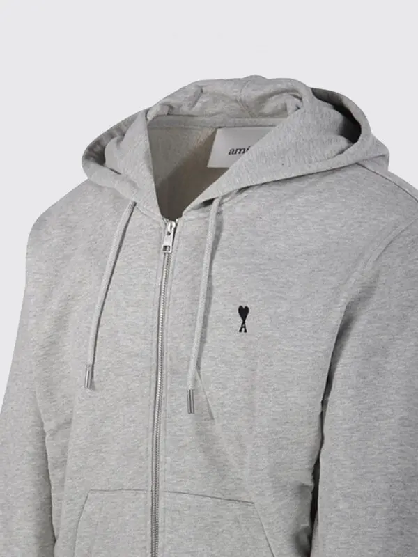 AMI Paris Zip-up Hoodie - Grey