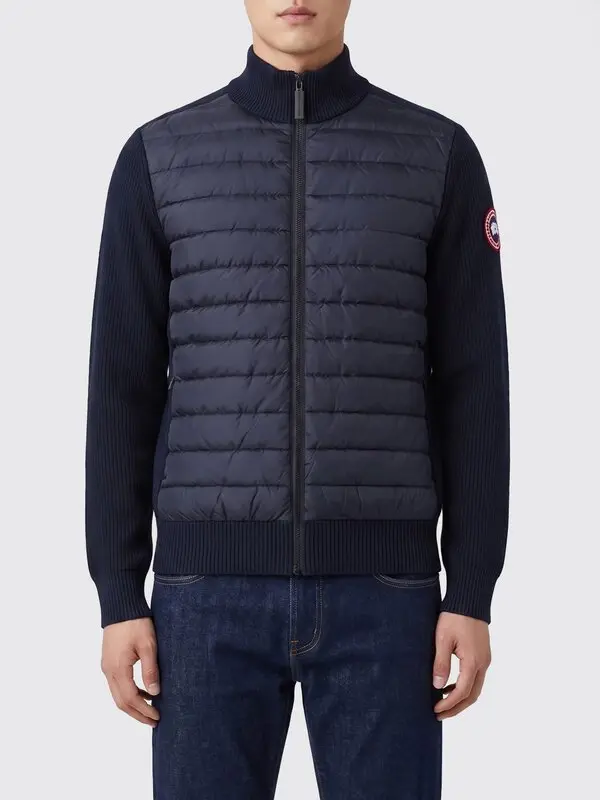 Canada Goose Wool Cardigan With Quilted Panels And Logo Patch