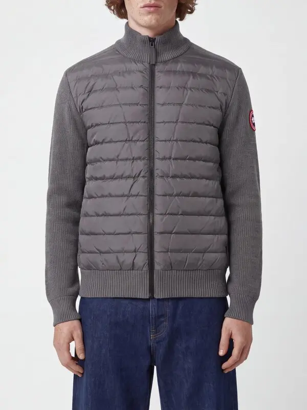 Canada Goose Wool Cardigan With Quilted Panels And Logo Patch - Grey