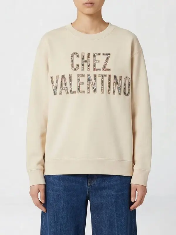 Valentino Garavani Chez Cotton Crewneck Sweatshirt With Printed Logo