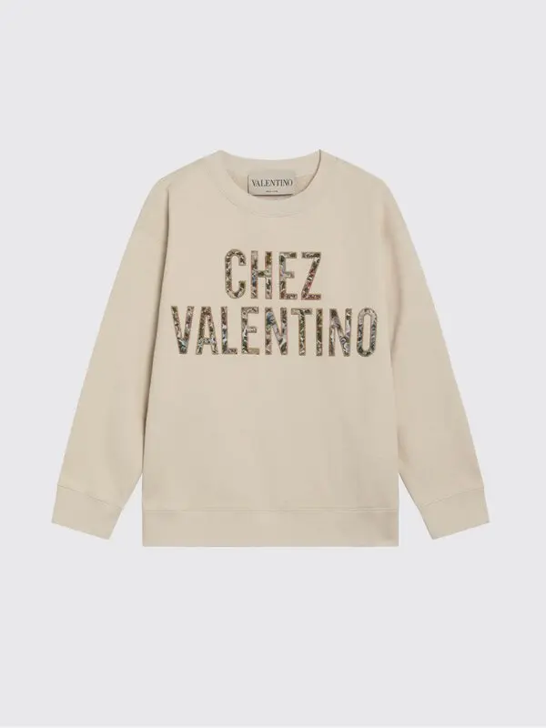 Valentino Garavani Chez Cotton Crewneck Sweatshirt With Printed Logo