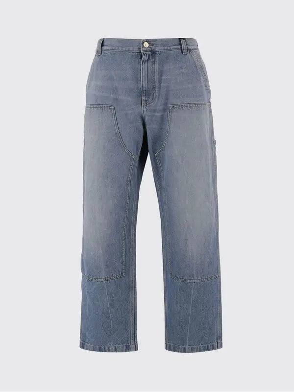 Versace Wide Leg Cargo Jeans In Cotton - Denim