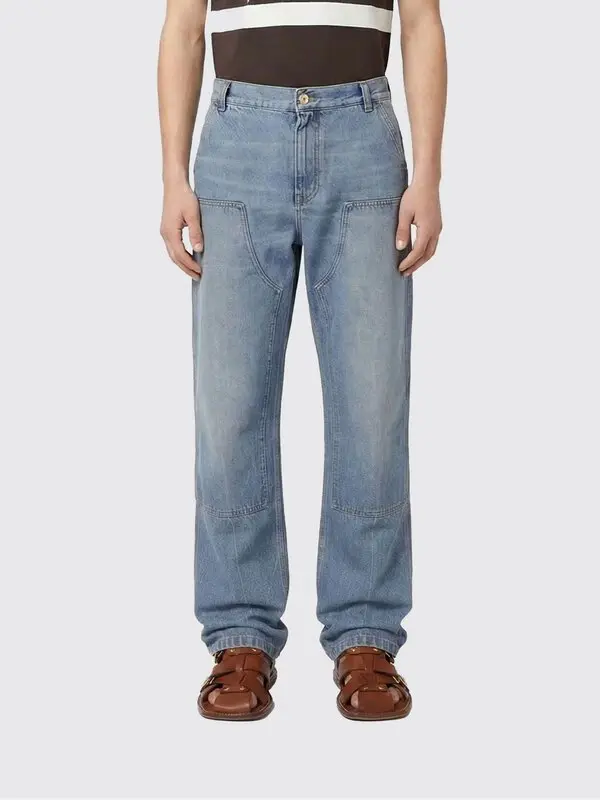 Versace Wide Leg Cargo Jeans In Cotton