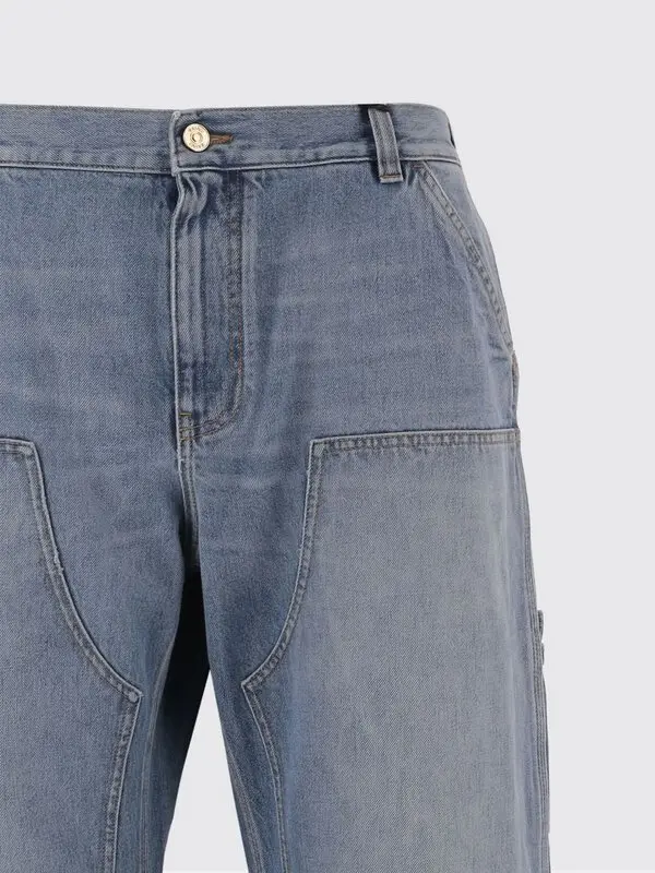 Versace Wide Leg Cargo Jeans In Cotton