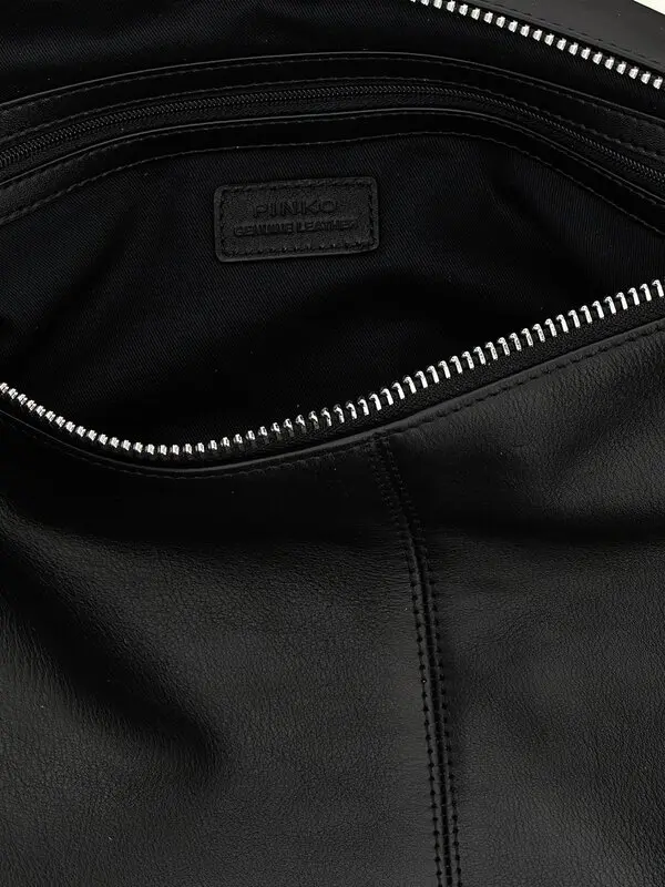 Pinko Keeper Bag Large Biker Leather Bag - Black