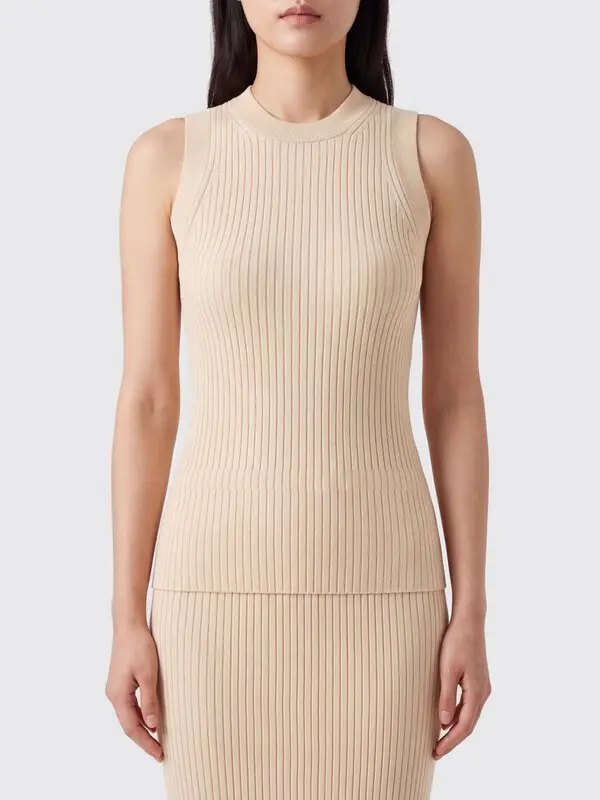 Sportmax Sleeveless Ribbed Knit Top - Beige