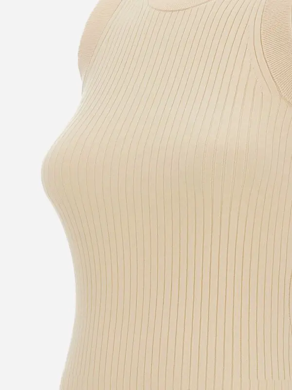 Sportmax Sleeveless Ribbed Knit Top - Beige