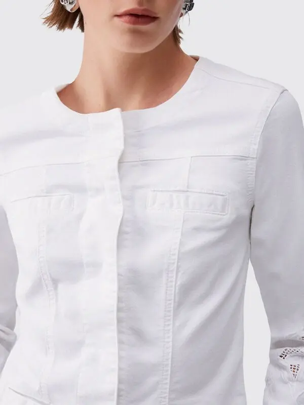 Liu Jo Cotton Denim Jacket With Macramé Inserts - White
