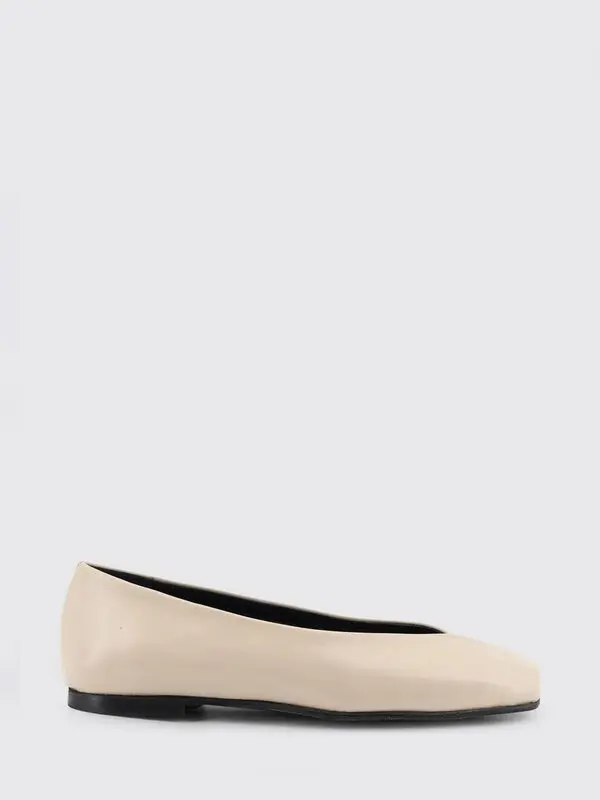 ALOHAS Katia Leather Ballerinas With Perforated Square Toe - White