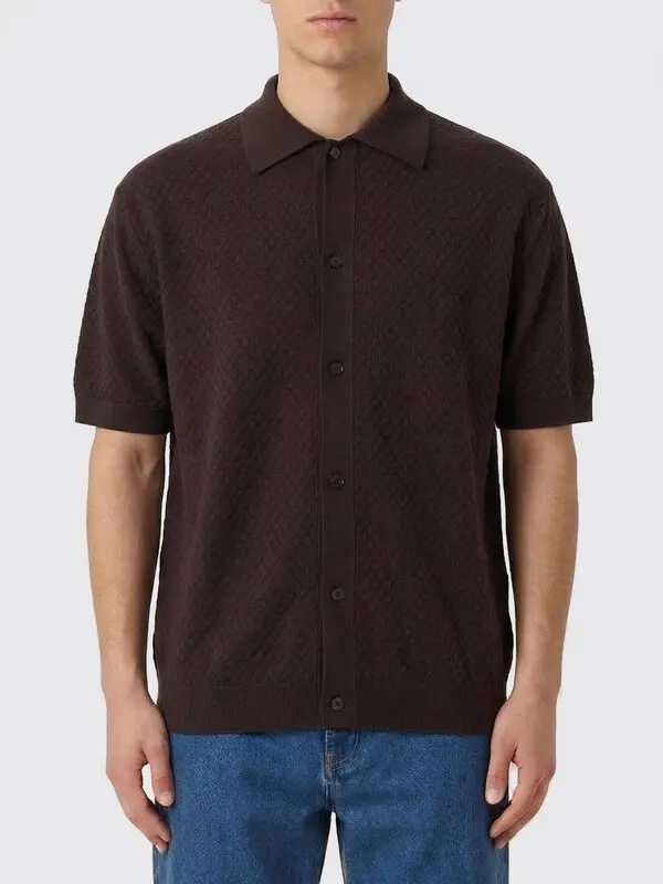 PAOLO PECORA Knitted Polo Shirt - Brown