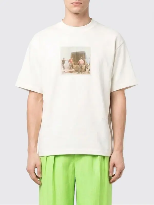 Jacquemus Cotton Blend Crewneck T-shirt With Graphic Print - White
