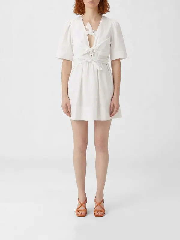 GANNI Stretch Cotton Mini Dress - White
