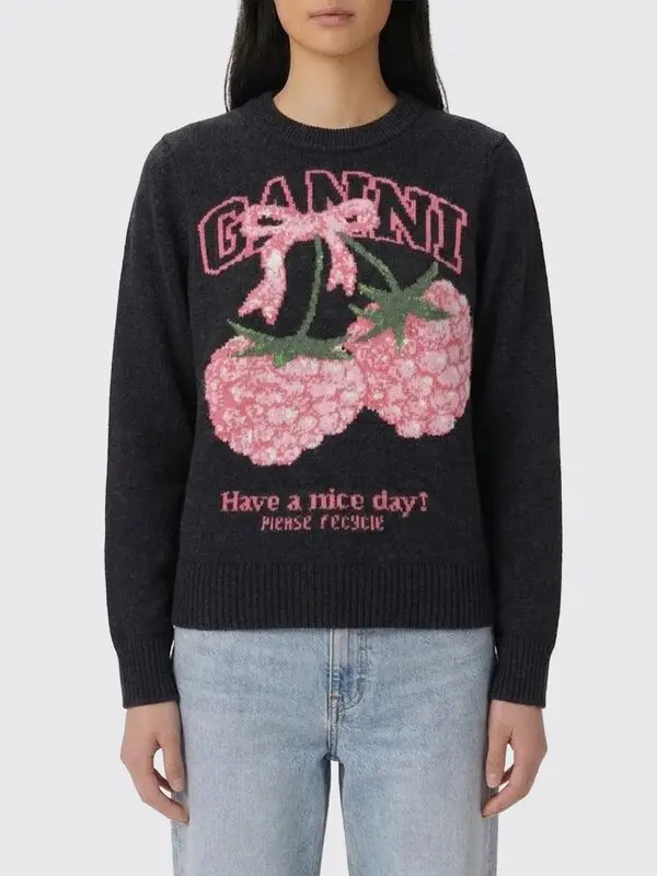 GANNI Graphic Knit Sweater - Charcoal