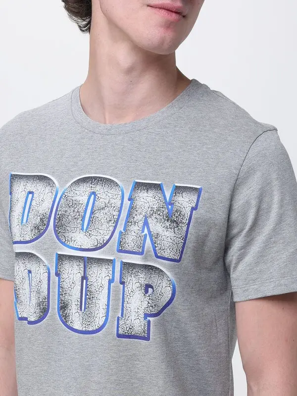 DONDUP Cotton Crew Neck T-shirt With Logo - Grey