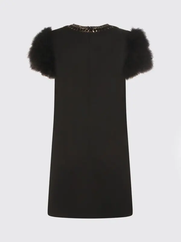 Valentino Garavani Virgin Wool And Silk Mini Dress With Embroidered Sequins And Feather Detail