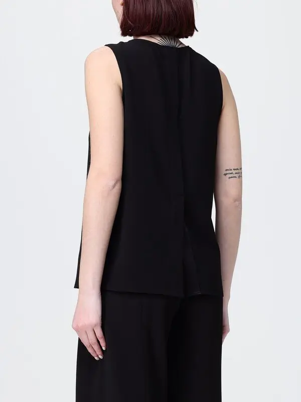 Emporio Armani Sleeveless Mandarin Collar Top - Black