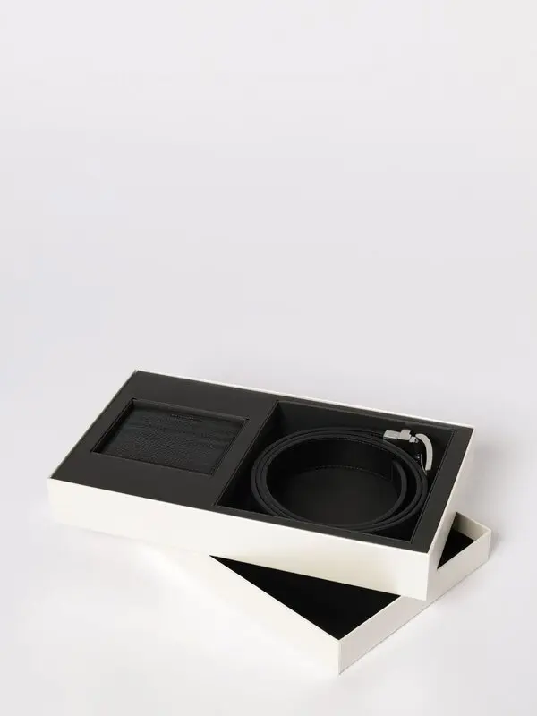 Emporio Armani Leather Belt And Cardholder Set