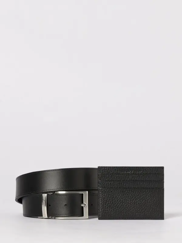 Emporio Armani Leather Belt And Cardholder Set