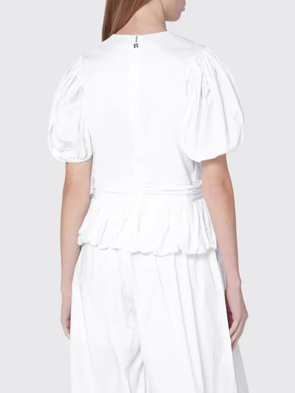 ROTATE BY BIRGER CHRISTENSEN Puff Sleeve Peplum Top - White