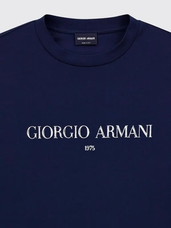 Giorgio Armani Cotton Crew Neck T-shirt With Logo