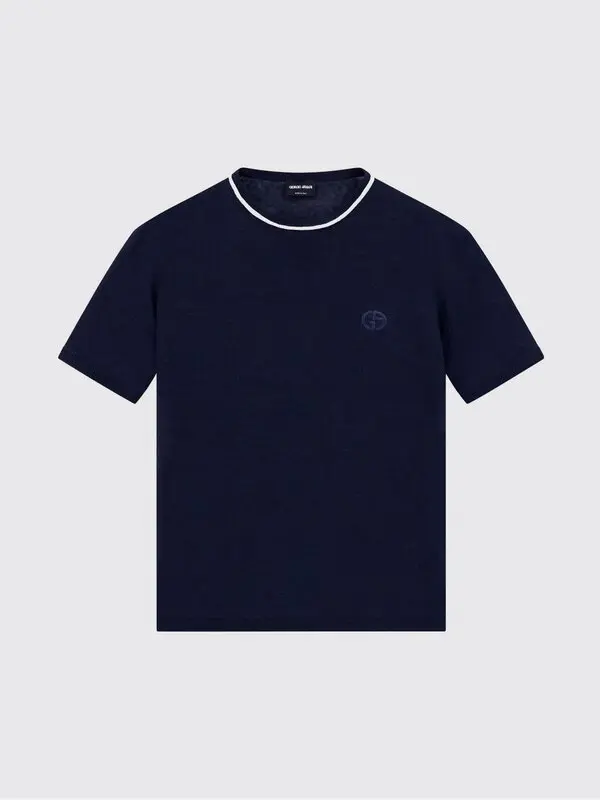 Giorgio Armani Crew Neck Sweater In Linen And Silk