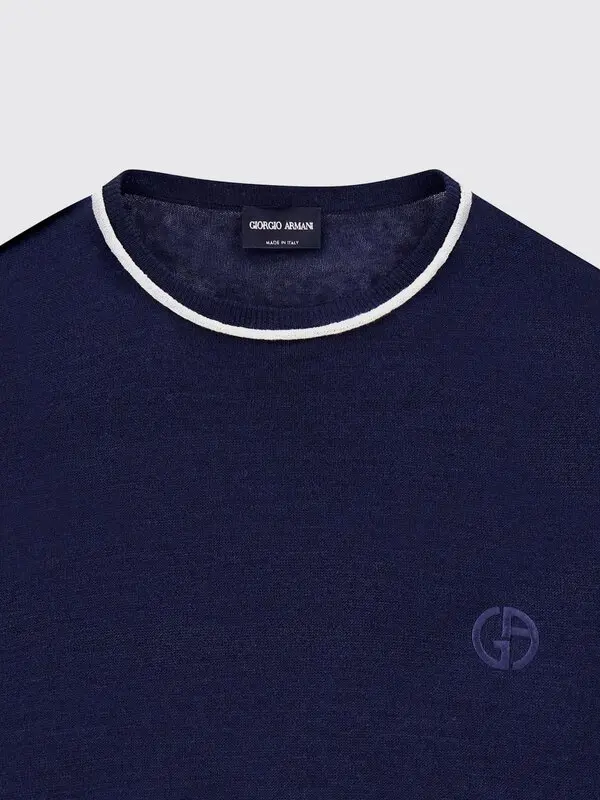 Giorgio Armani Crew Neck Sweater In Linen And Silk