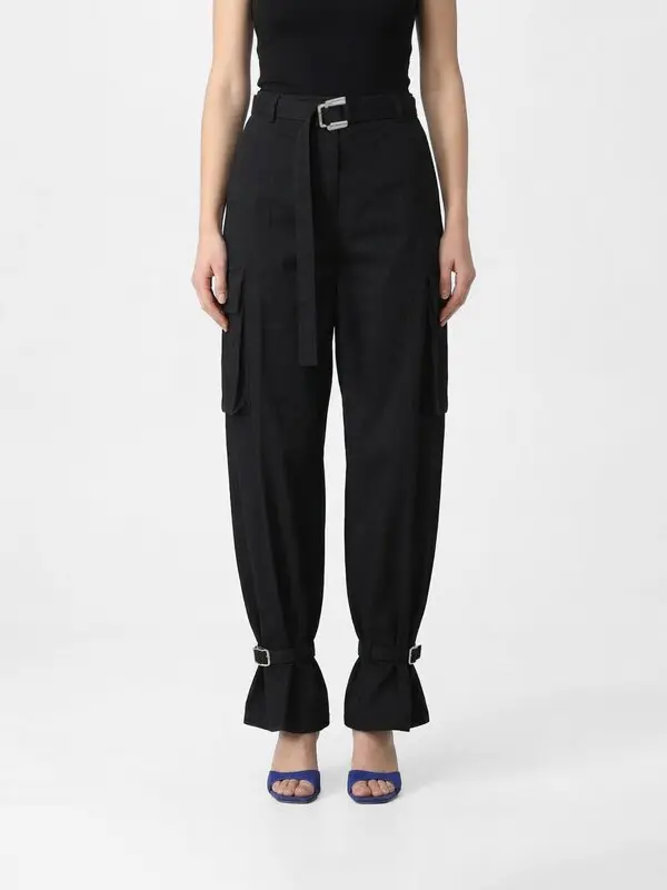 Attico Nylon Cargo Pants With Belted Cuffs - Black