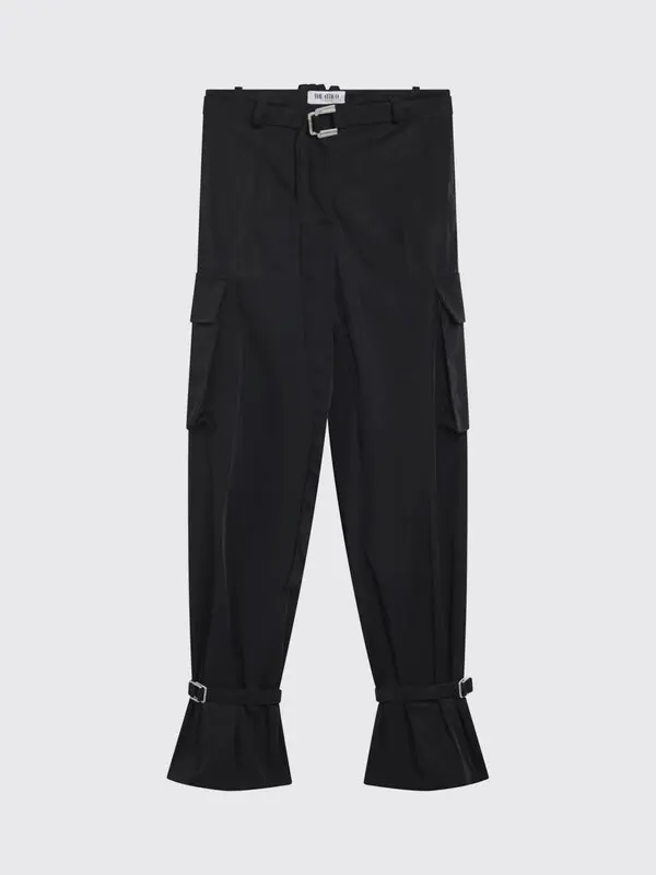 Attico Nylon Cargo Pants With Belted Cuffs - Black