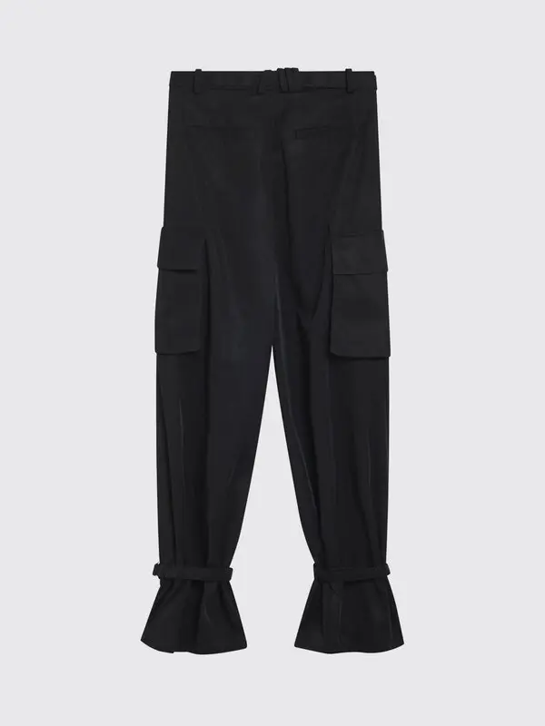 Attico Nylon Cargo Pants With Belted Cuffs - Black