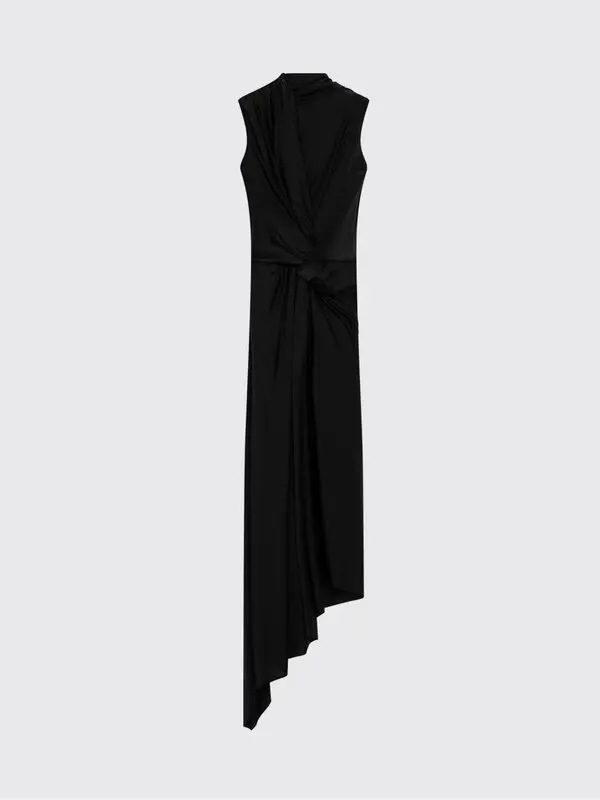 Balenciaga Asymmetric Midi Jersey Dress - Black