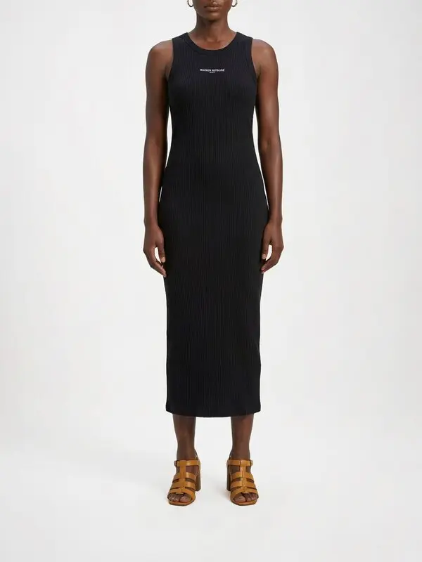 Maison Kitsuné Sleeveless Ribbed Midi Dress